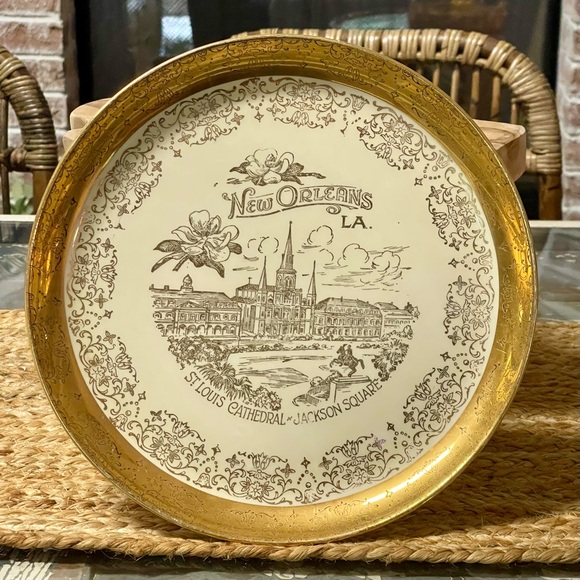 Dining | New Orleans Souvenir Plate Crestogold 22k Rimorleans St Louis ...